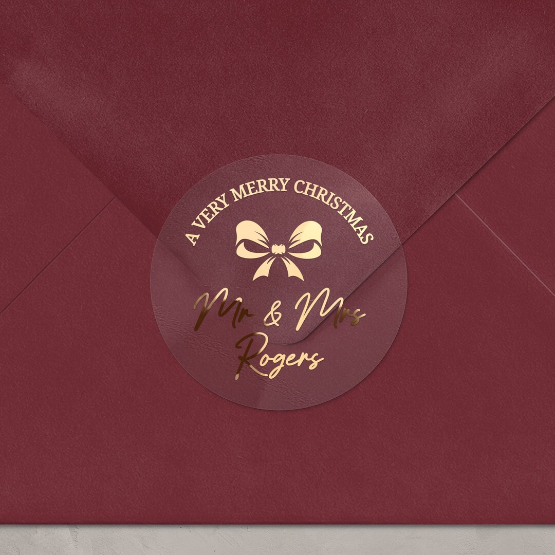 Custom Wedding Stickers for Christmas Wedding Favors, Merry Christmas ...