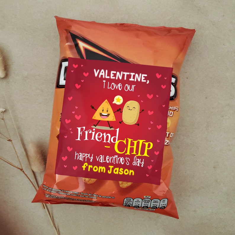 Personalized Friend-chip Valentine Stickers: Snack Bag Labels - Etsy
