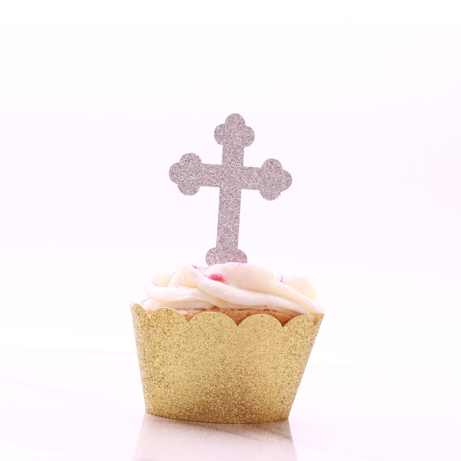 Cross Cupcake Toppers Silver Cross or Gold Cross Cupcake - Etsy