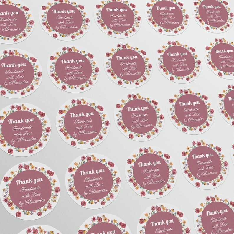 Custom Floral Thank You Stickers Handmade Small Business Packaging - Etsy