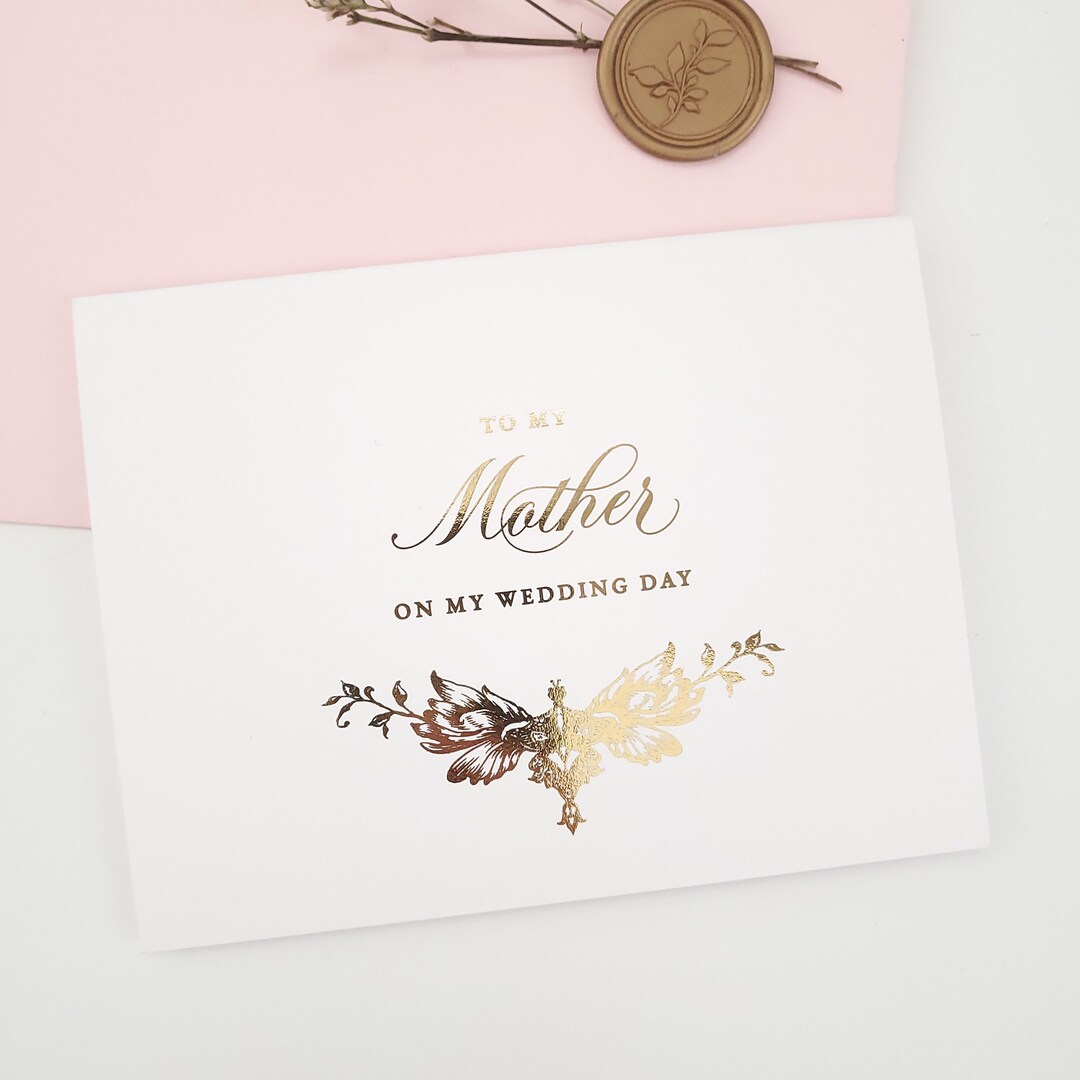 To My Mother Thank You Card Wedding Card, Gold Mom Wedding Card, Rose ...