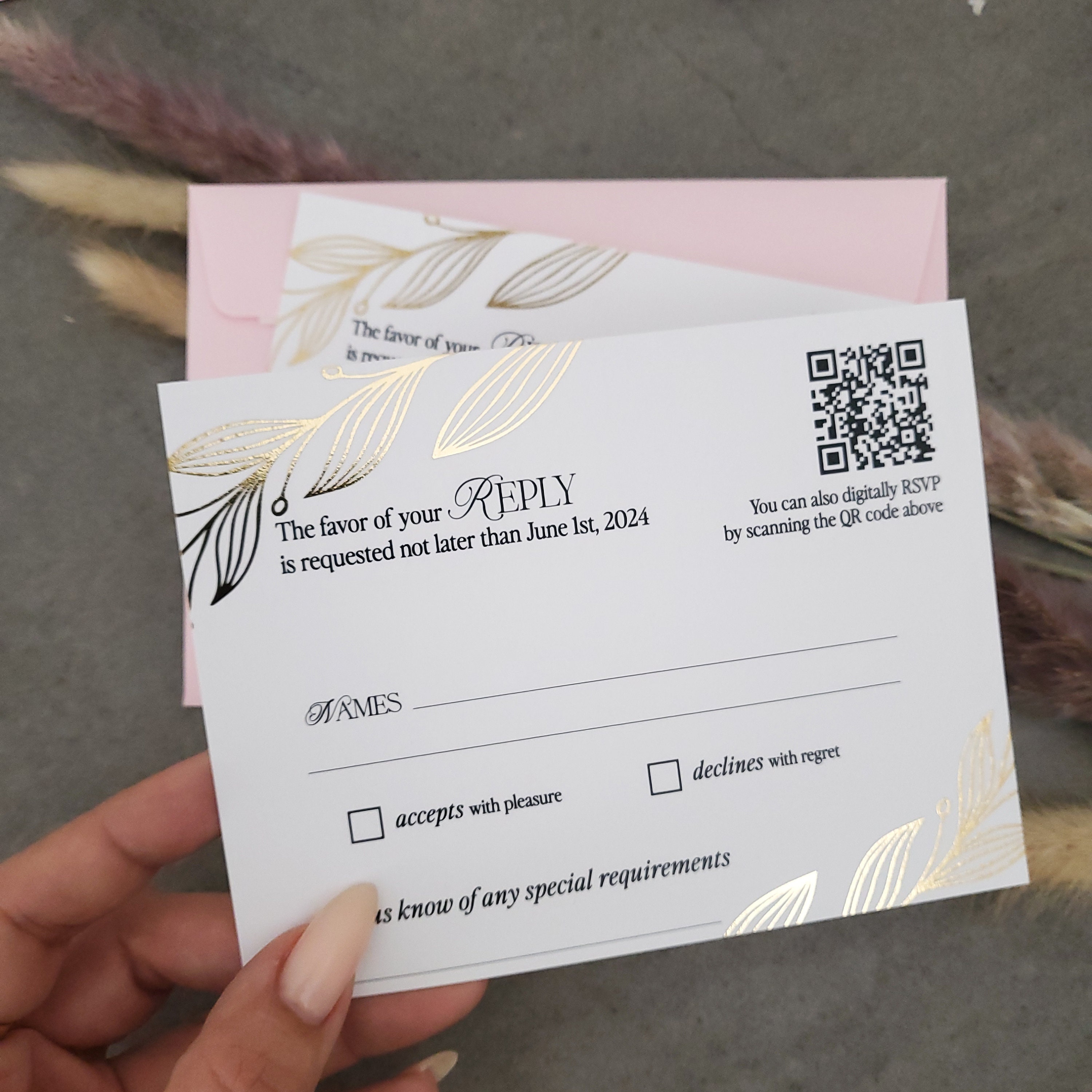 Gold Foiled RSVP Cards for Wedding QR Code Rsvp Card Gold - Etsy