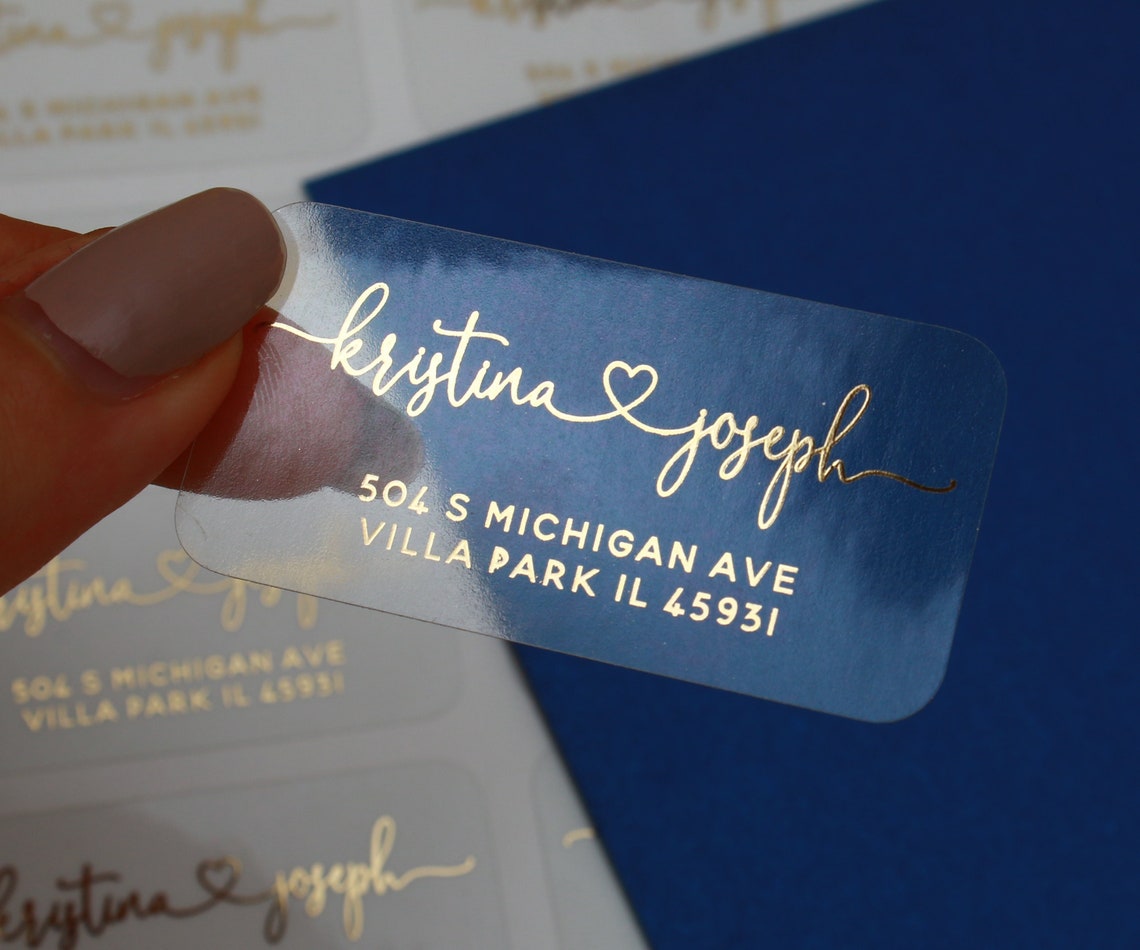 Custom Gold Foil Address Labels: Script Return Address Stickers - Etsy