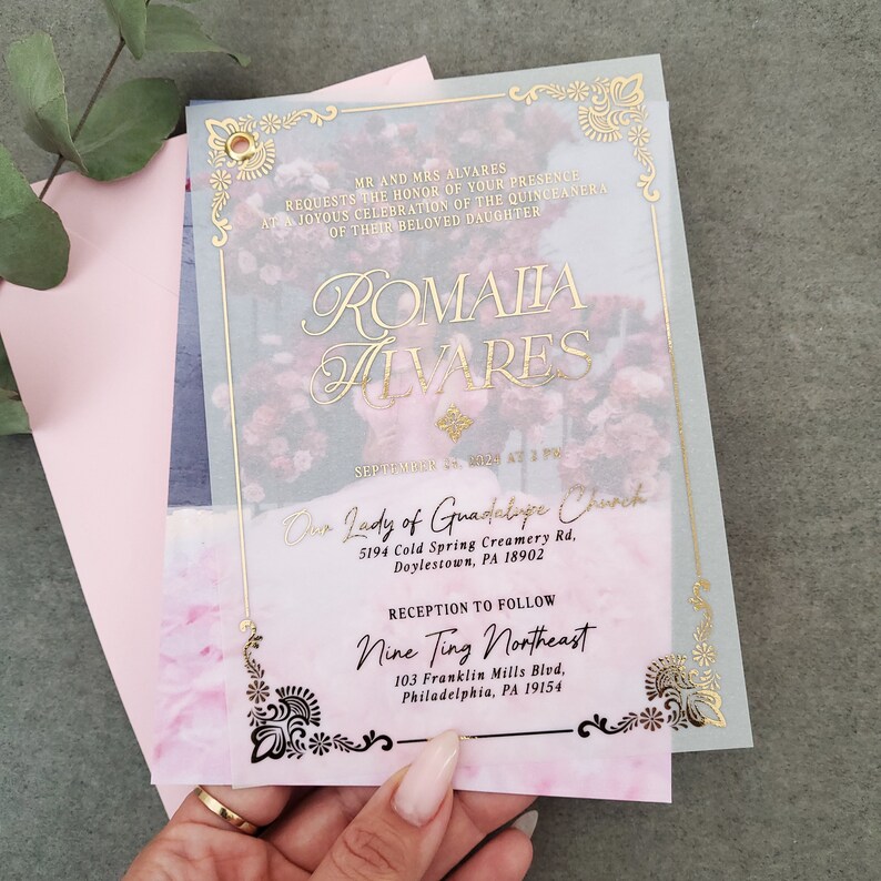 Gold Foil Vellum Quinceanera Invitation: Custom Photo - Etsy