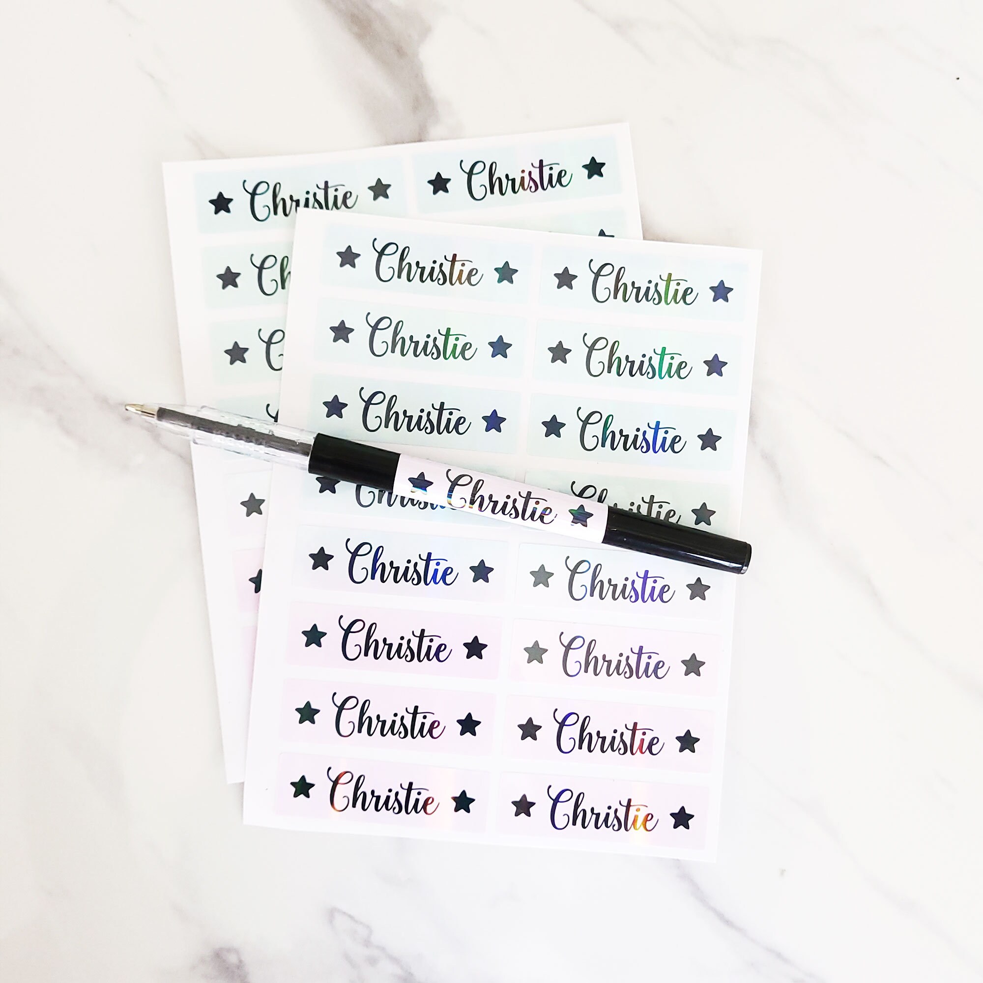 Pale Pink & Blue Name Stickers Personalized Name Stickers | Etsy