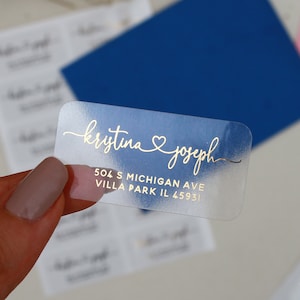 Custom Clear Return Address Labels Gold Foil Return Address Stickers ...