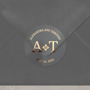Clear Wedding Stickers With Gold Foil and Monograms, Personalized ...