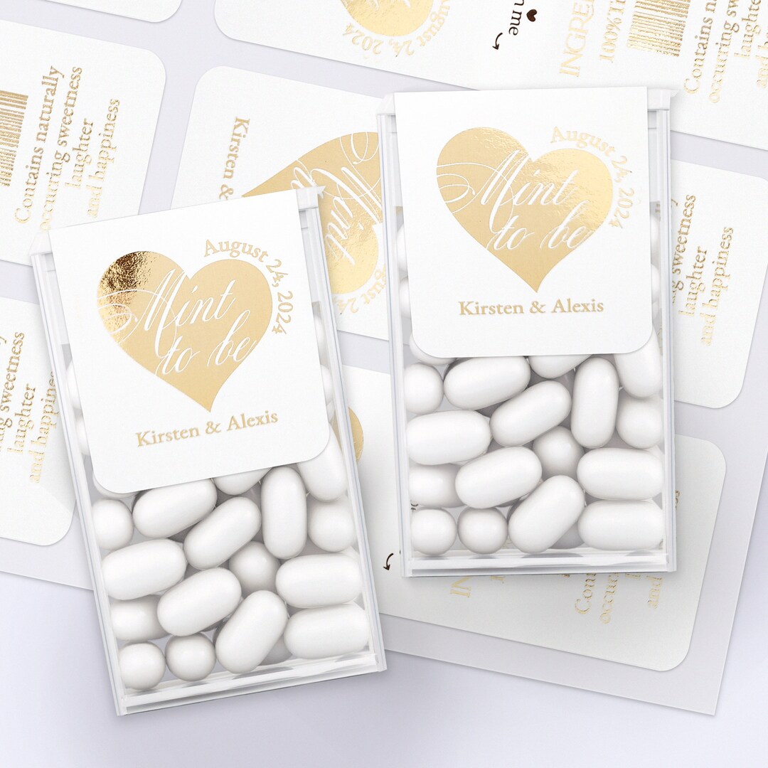 Xoxokristen Rose Gold Tic Tac Wedding Favor Stickers, Gold Bridal ...