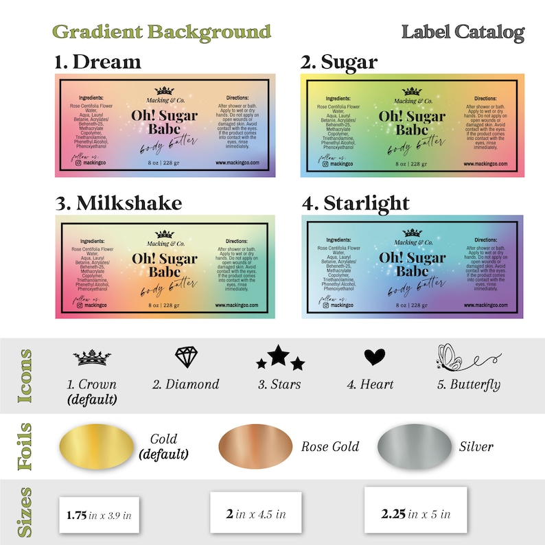 Gold Foiled Gradient Custom Labels: Personalized Packaging Stickers - Etsy