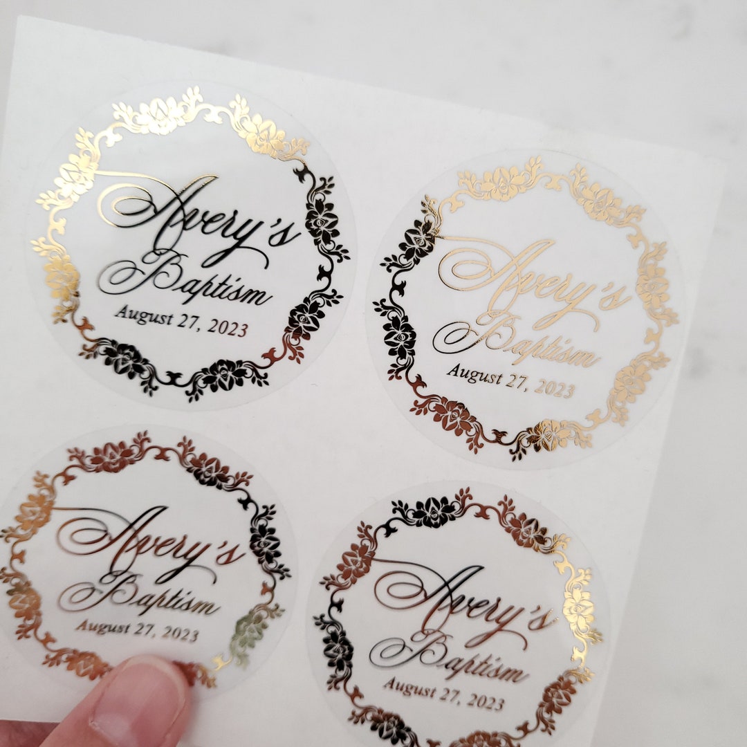 Baby Girl Christening Label Stickers for Personalized Favor Gifts on ...