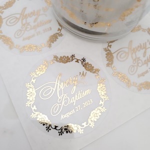 Baby Girl Christening Label Stickers for Personalized Favor Gifts on ...
