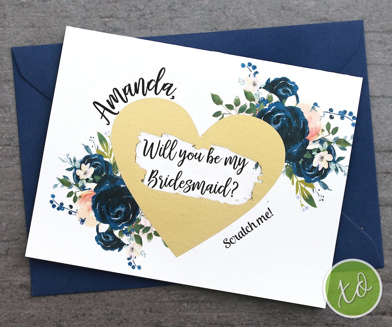 Bridesmaid Proposal Card Will You Be My Bridesmaid Navy Blush Etsy