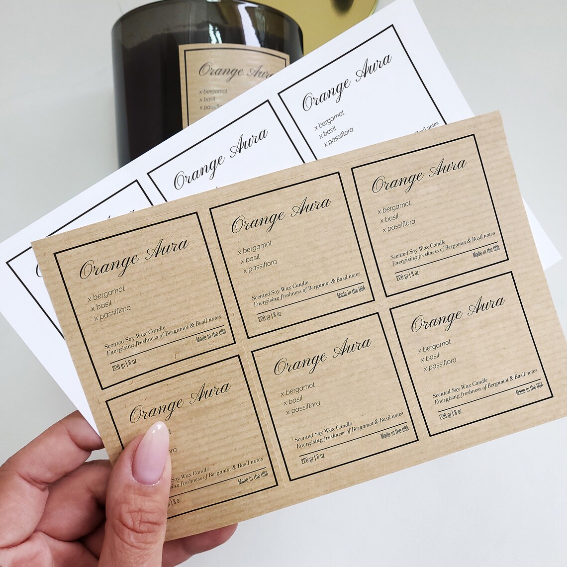 Elegant Kraft Square Personalized Candle Label Stickers - Etsy