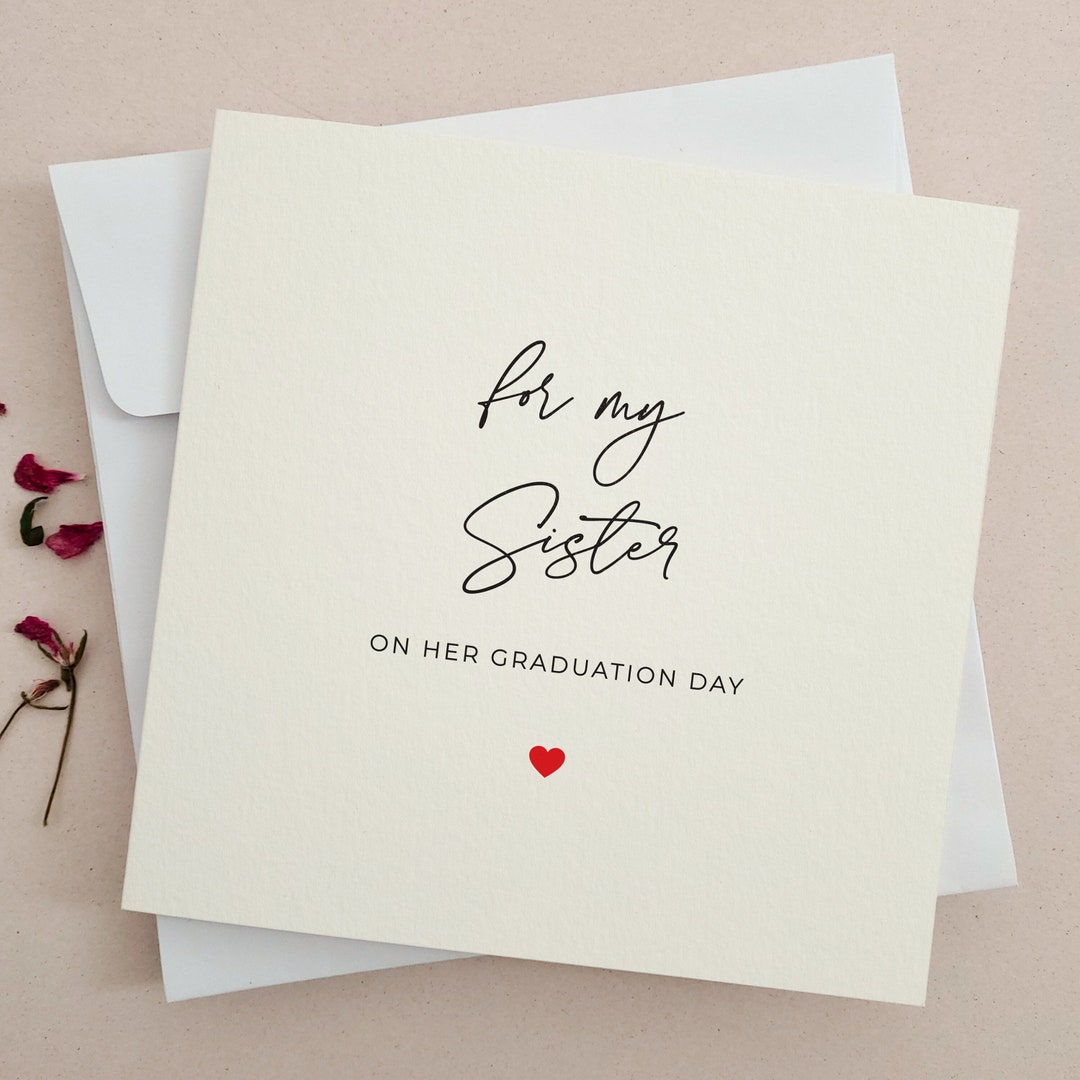 Graduation Day Card for Sister: Hand-lettered Cursive Font - Etsy