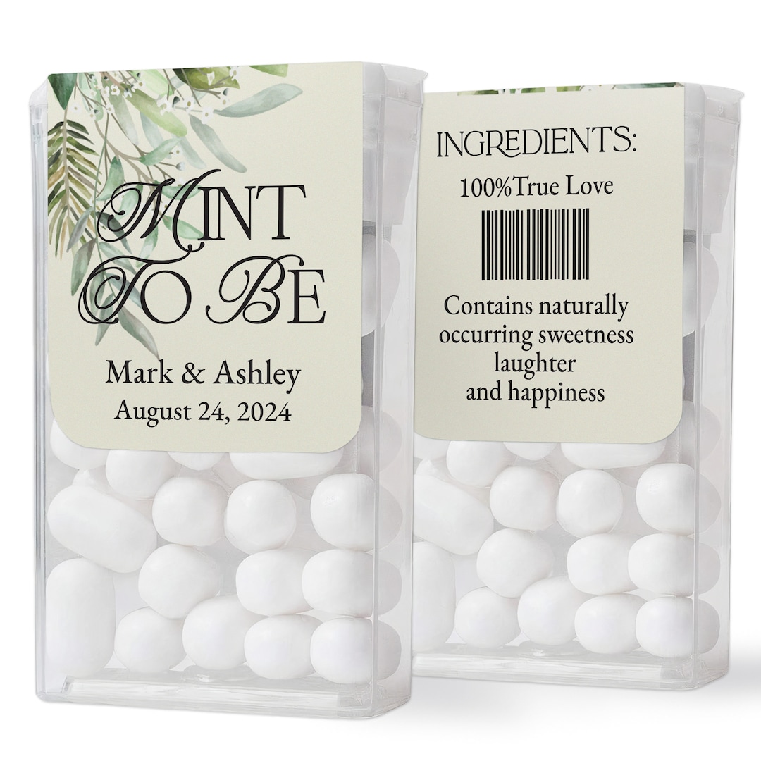 Greenery Tic Tac Stickers for Wedding Favors, Mint to Be Wedding Favor ...