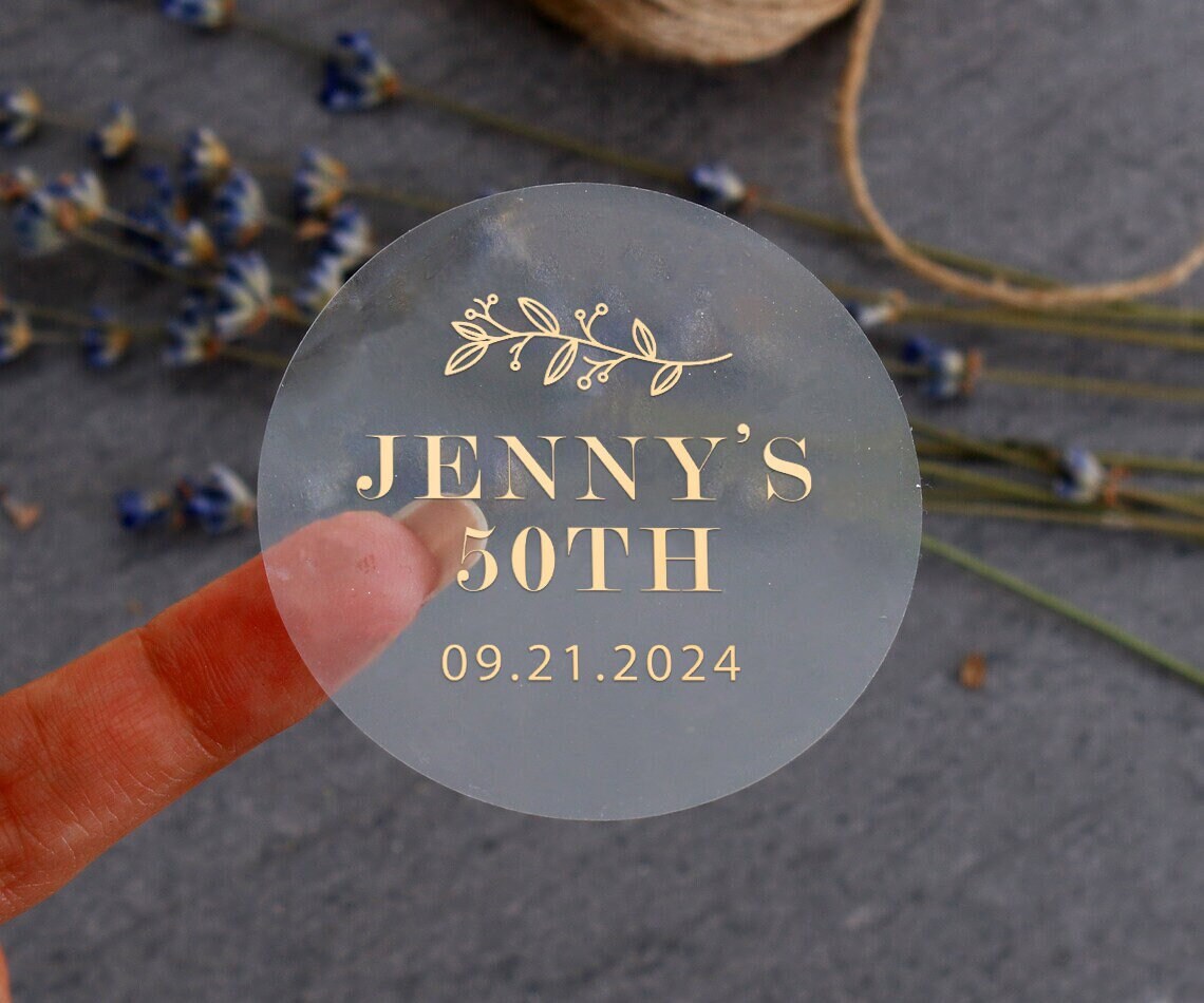 50th Birthday Favor Stickers: Custom Gold Foil, Personalized Party ...