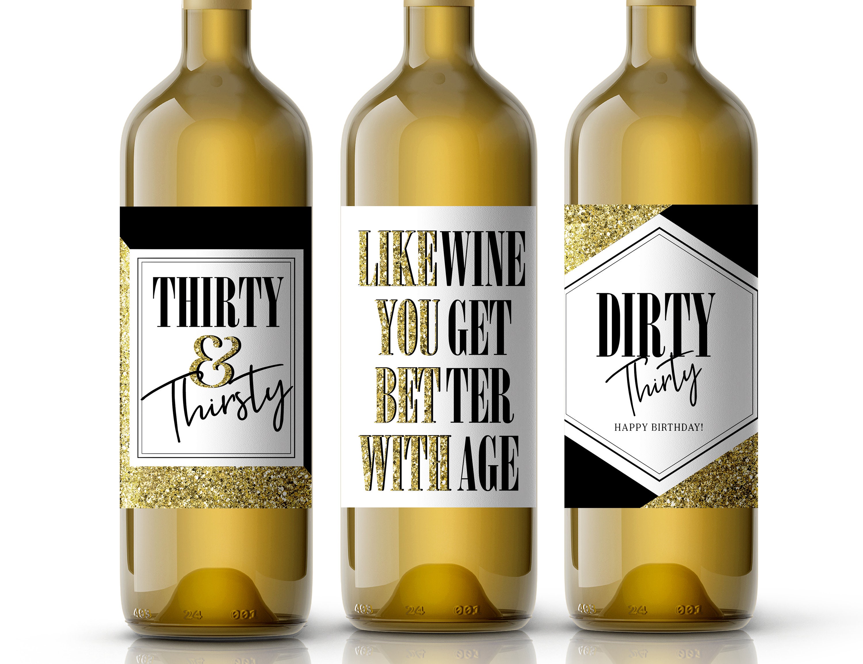 30th Birthday Wine Labels Dirty Thirty Party Party - Etsy