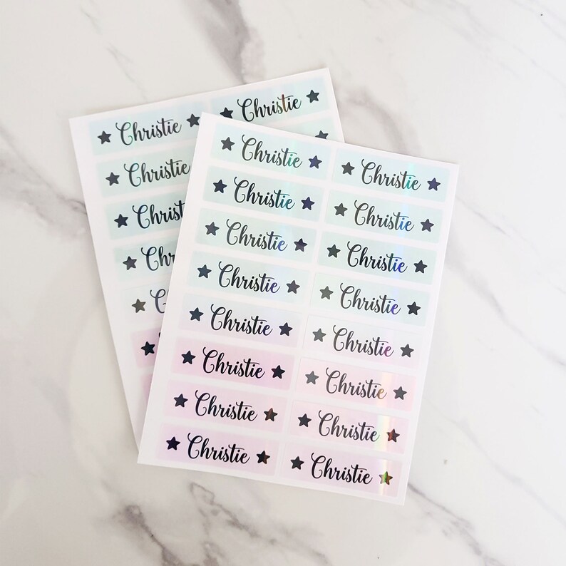 Pale Pink & Blue Name Stickers Personalized Name Stickers - Etsy