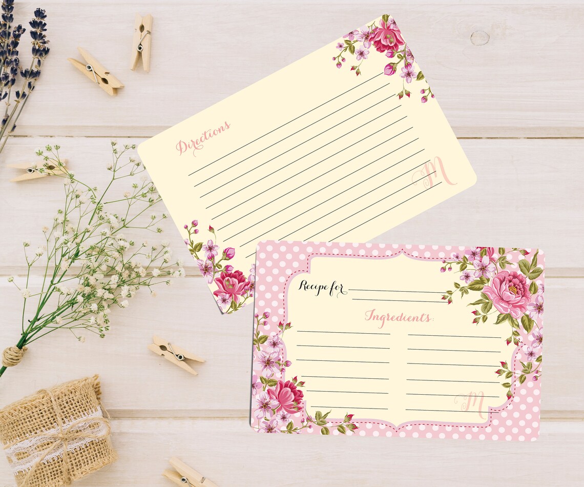 Floral Recipe Cards 4x6 Recipe Cards Custom Recipe Card Cute - Etsy