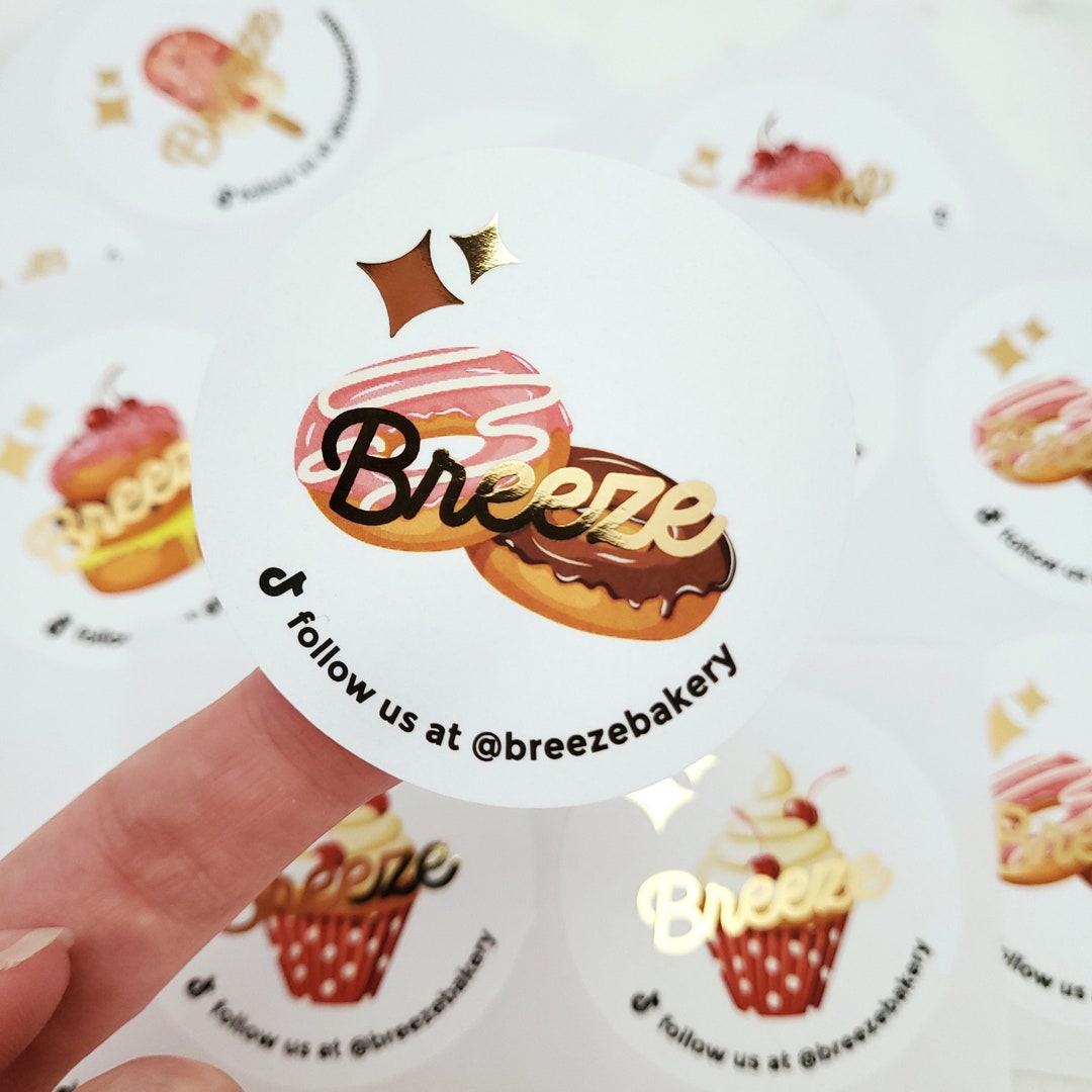 Small Business Custom Bakery Label, Gold Foil Food Stickers ...