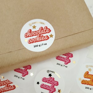 Custom Bakery Retro Label Round Cookie Stickers Gold Foil Food Stickers ...