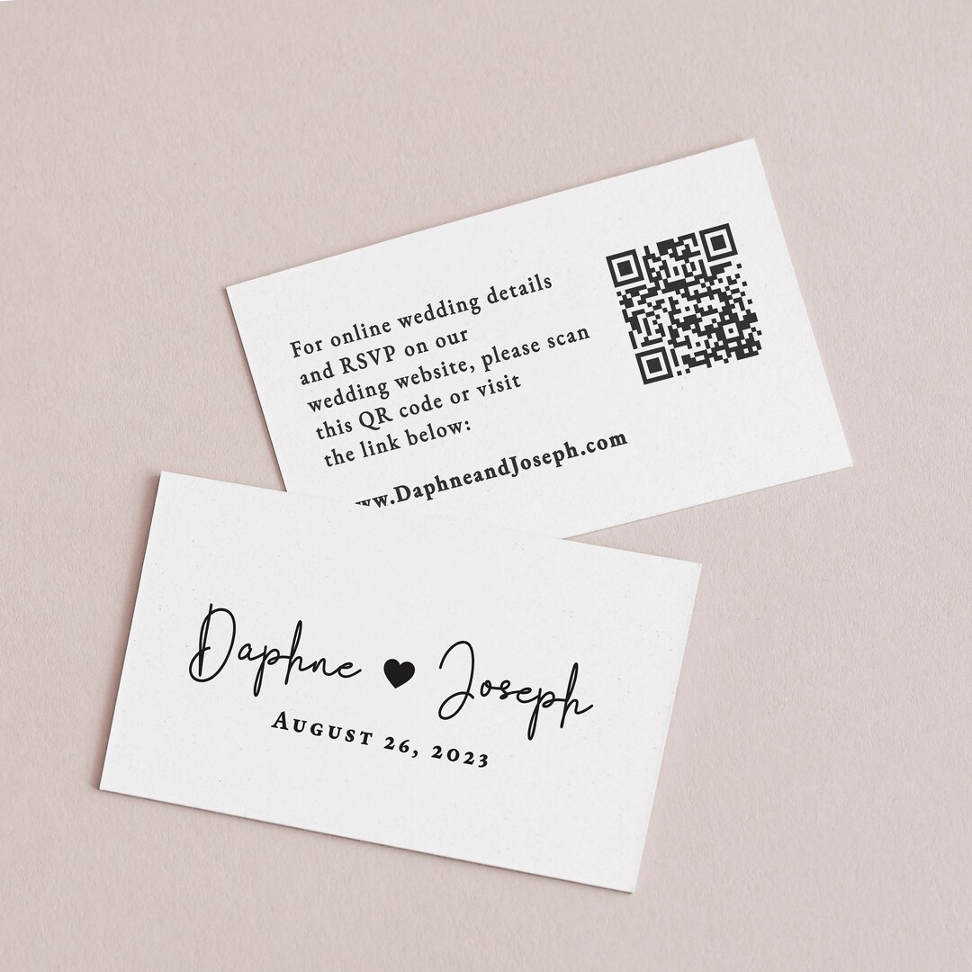 QR Code Wedding Website Card, Wedding Website Insert Card, Wedding ...