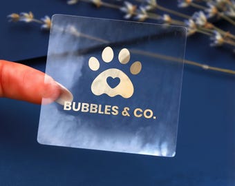 Custom Clear Logo Labels Stickers Personalized Business Logo, Rectangle ...