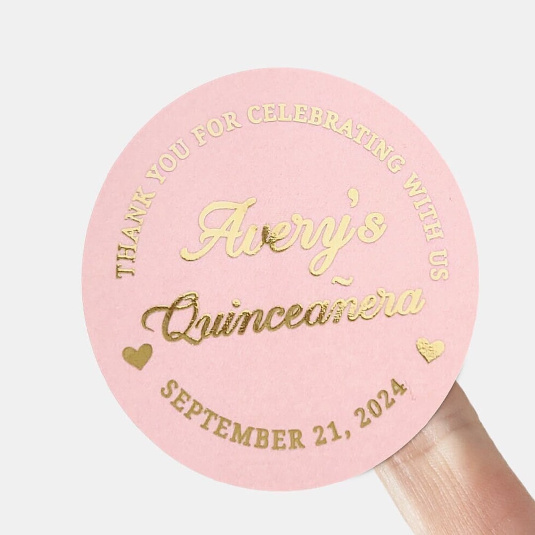 Pink and Gold Custom Quinceañera Labels, Mis Quince Años Stickers for ...