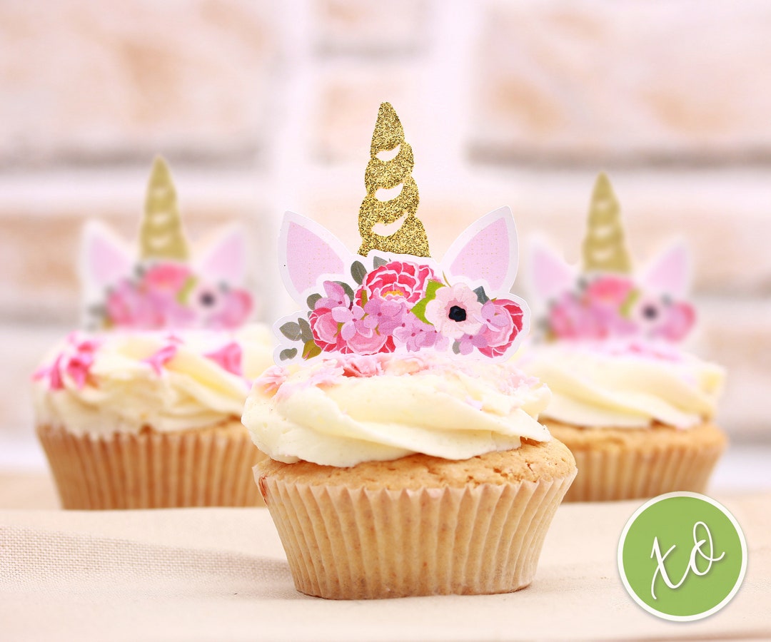 Unicorn Cupcake Toppers Unicorn Birthday Girl First Birthday Cupcake ...