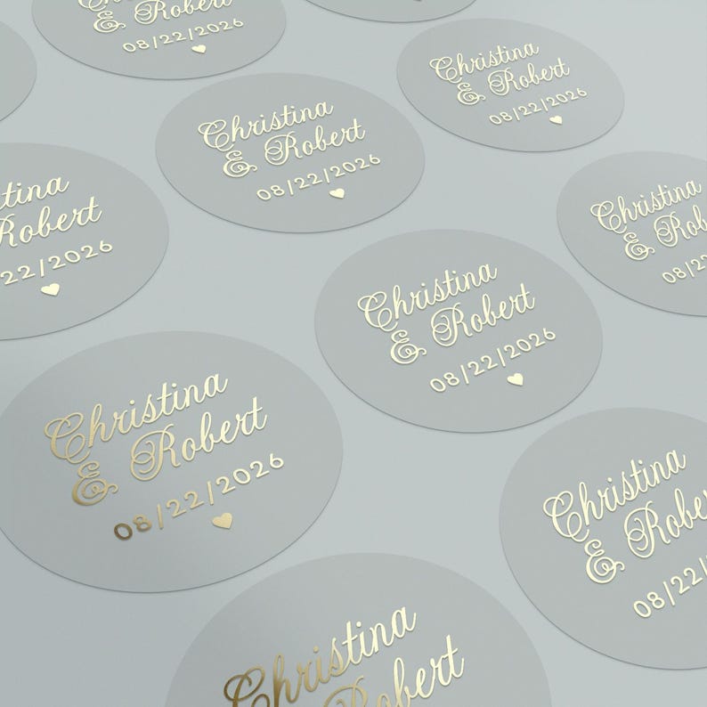 Personalized Script Wedding Stickers, Custom Foil Favor Labels, Elegant ...
