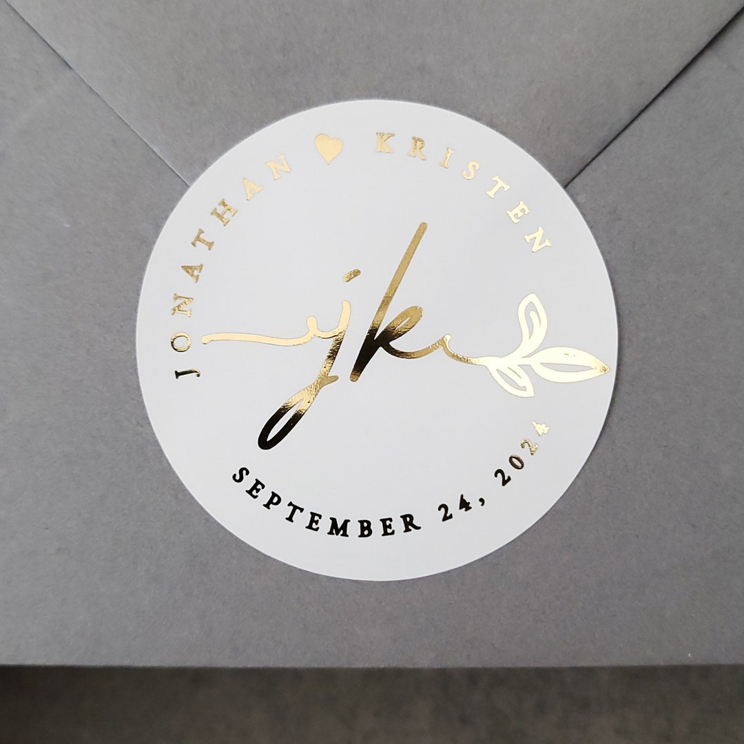Custom Wedding Stickers for Favors, Gold Stickers With Monograms, Gold ...