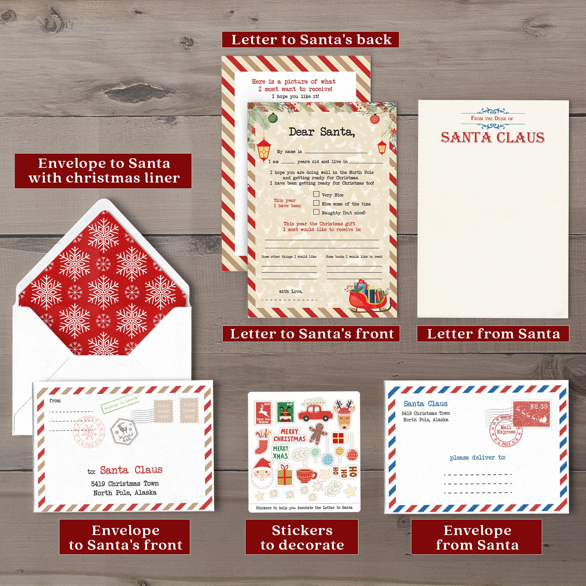 Letter to Santa Claus Kids Christmas Kit to Write Letter to - Etsy