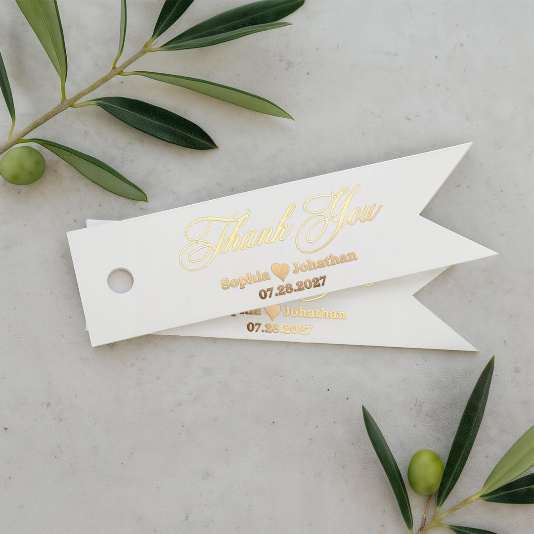 Custom Thank You Tags for Wedding Favors Personalized, Elegant & Simple ...