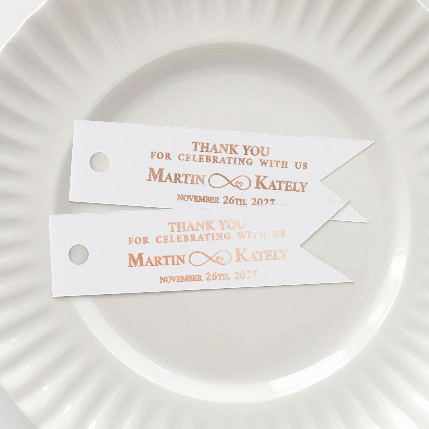 Personalized Infinity Foil Wedding Thank You Favor Tags - Elegant ...