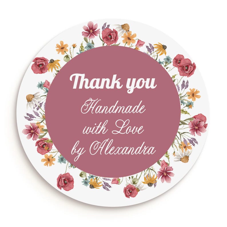 Custom Floral Thank You Stickers Handmade Small Business Packaging - Etsy