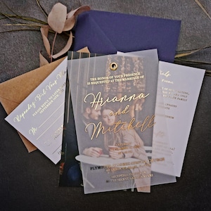 Gold Foil Vellum Photo Wedding Invitation Suite, Personalized ...