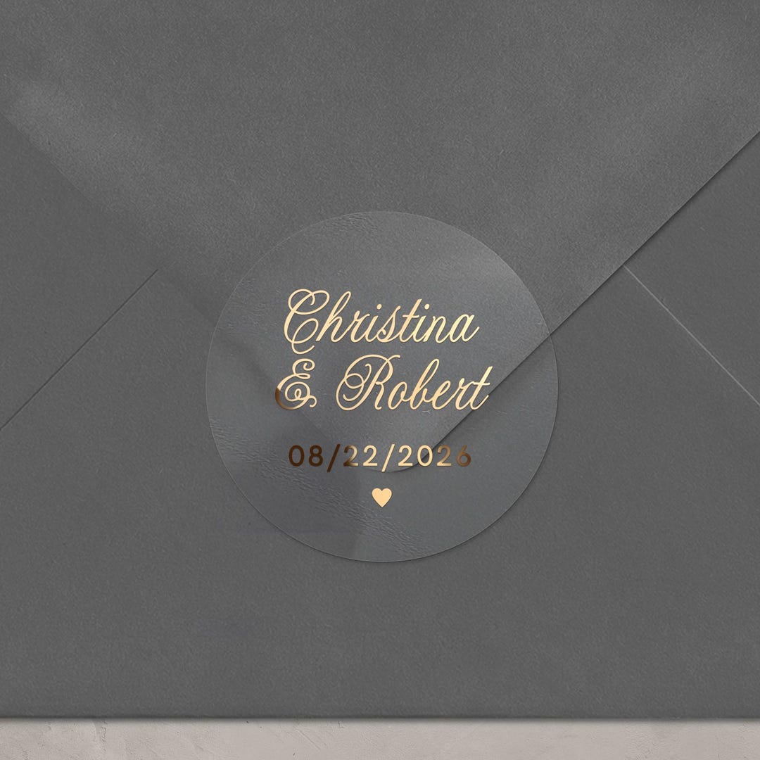 Custom Transparent Wedding Stickers Personalized Foil Favor Labels ...
