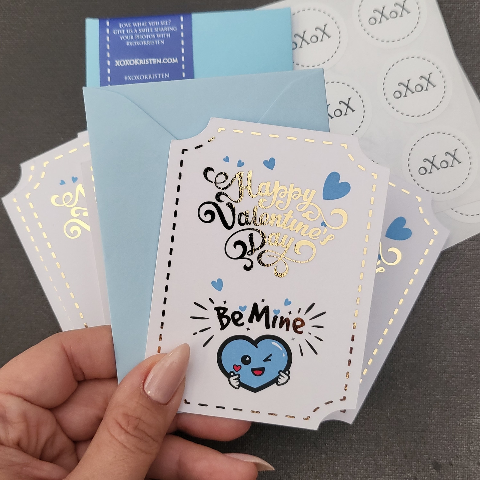 Personalized Valentine's Day Cards: Gold Foil, XOXO Stickers - Set of ...