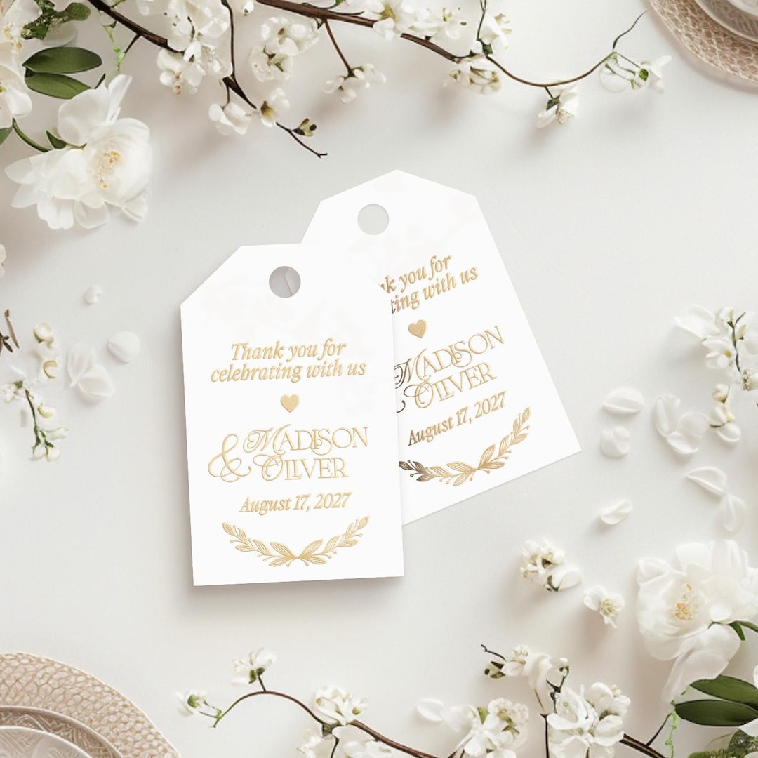 Wedding Gift Tags Custom Gold Foiled Tags for Wedding Favor Gifts ...