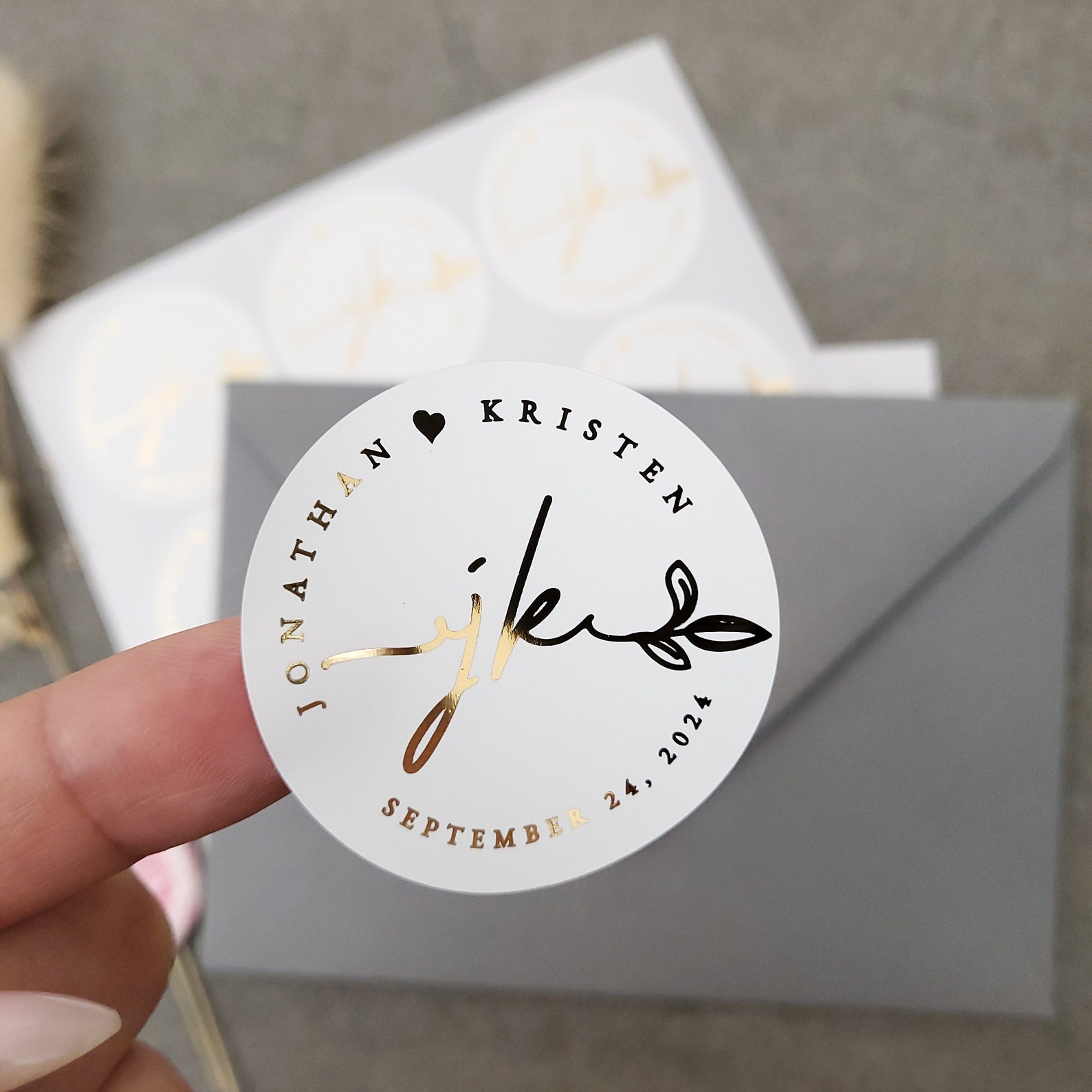 Custom Wedding Stickers for Favors, Gold Stickers With Monograms, Gold ...