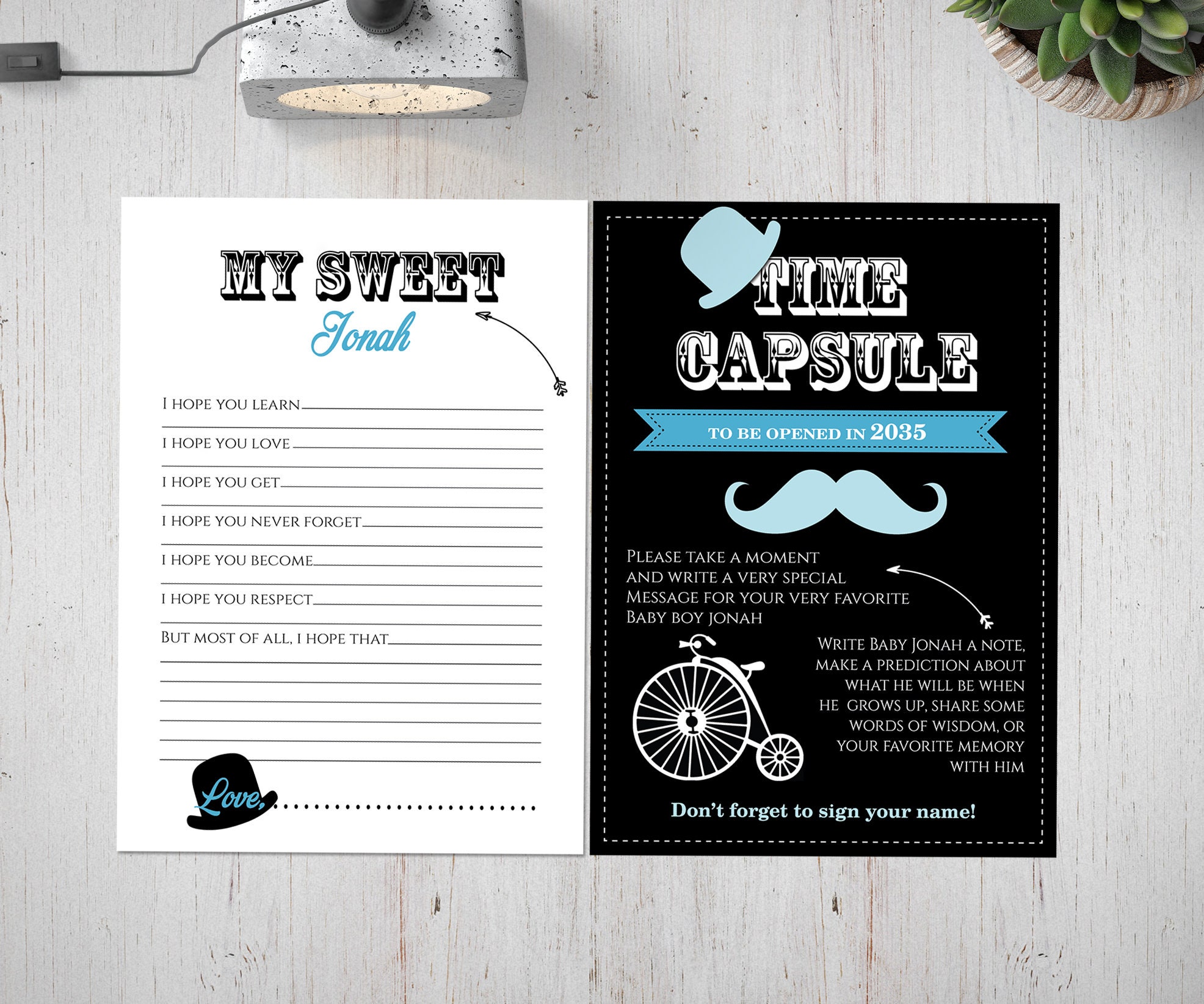 Custom Little Man Time Capsule Sign and Card Mustache Boy - Etsy