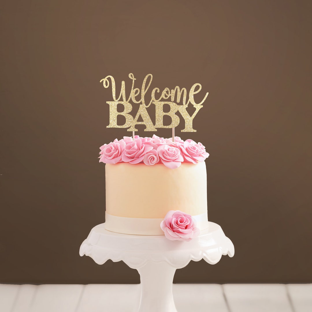 Welcome Baby Cake Topper Gold Baby Cake Topper for Baby Shower Party ...