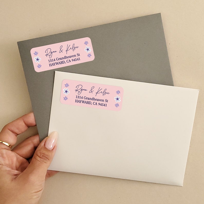 Personalized Pink Floral Return Address Labels: Wedding, Shower, Party ...