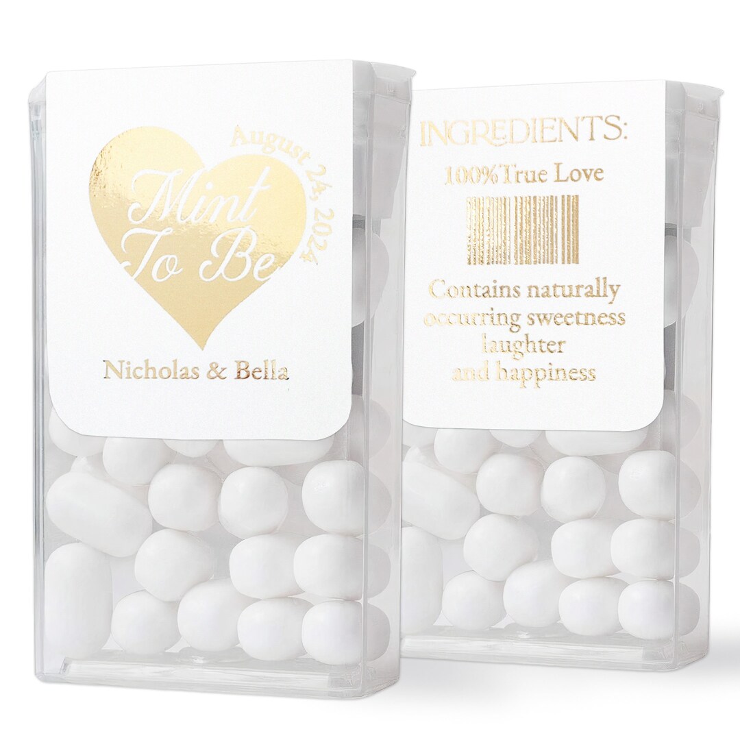 Mint to Be Tic Tac Stickers for Wedding Favors, Personalized Gold ...