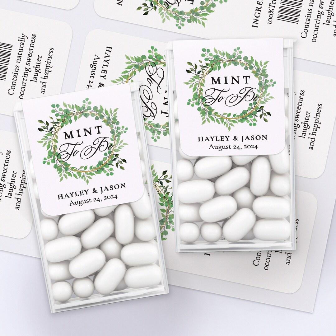 Mint to Be Wedding Favors Labels for Tic Tac, Greenery Foliage ...