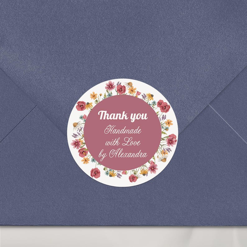 Custom Floral Thank You Stickers Handmade Small Business Packaging - Etsy