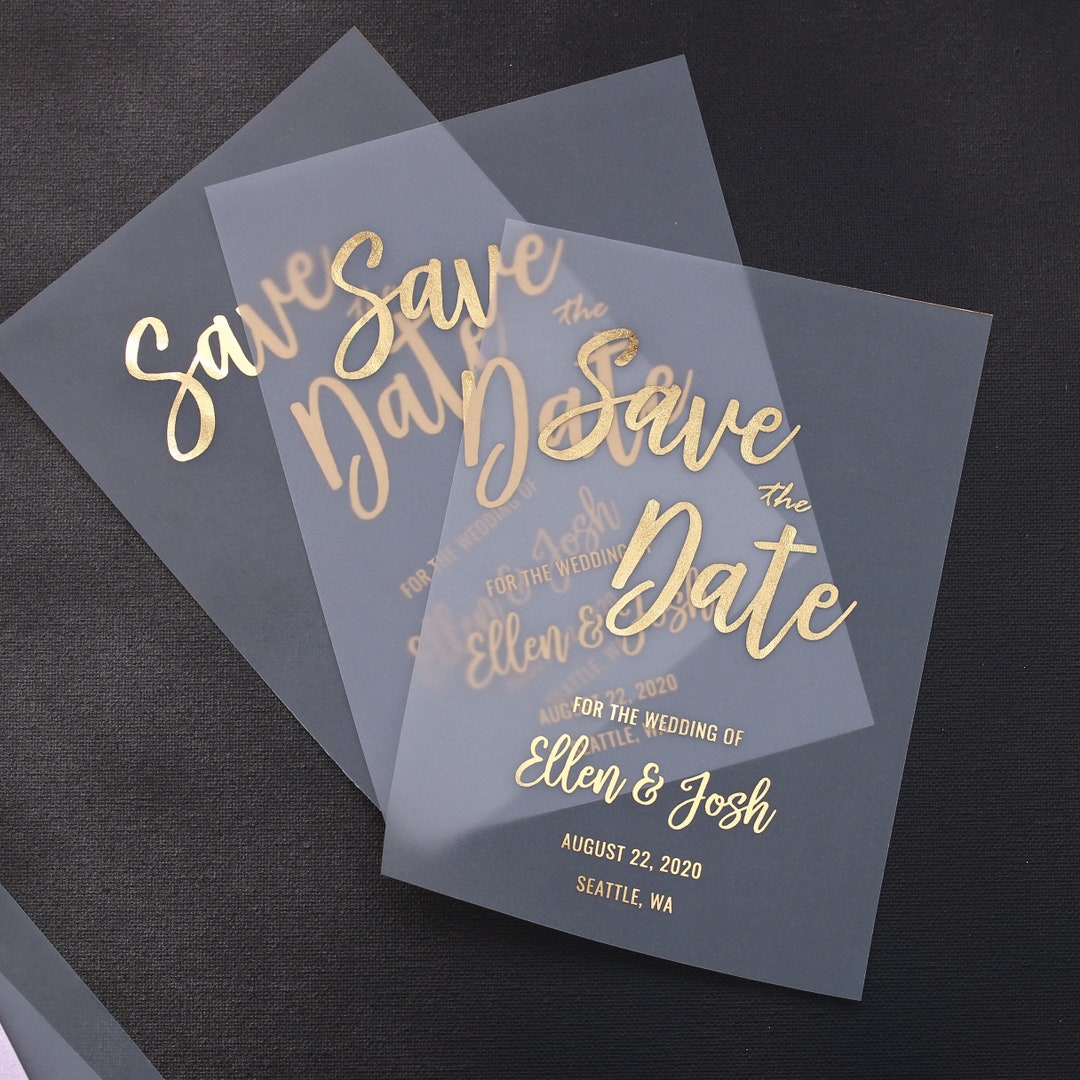 Save the Date, Save the Date Cards With Envelopes, Gold Foiled Save the ...