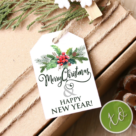 Merry Christmas Gift Tags Happy New Year Favor Tags Christmas | Etsy