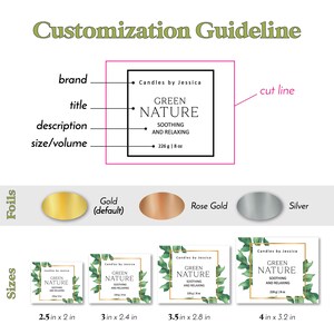 Custom Gold Foil Greenery Candle Labels: Personalized Packaging ...