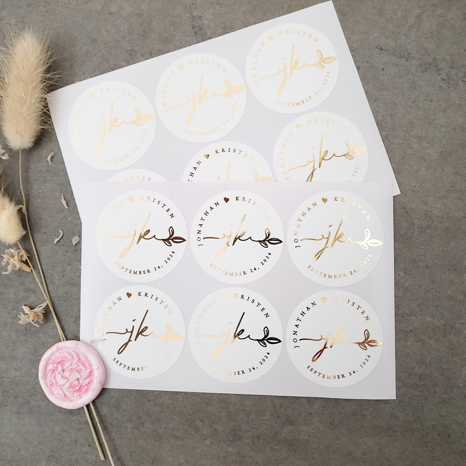Custom Wedding Stickers for Favors, Gold Stickers With Monograms, Gold ...
